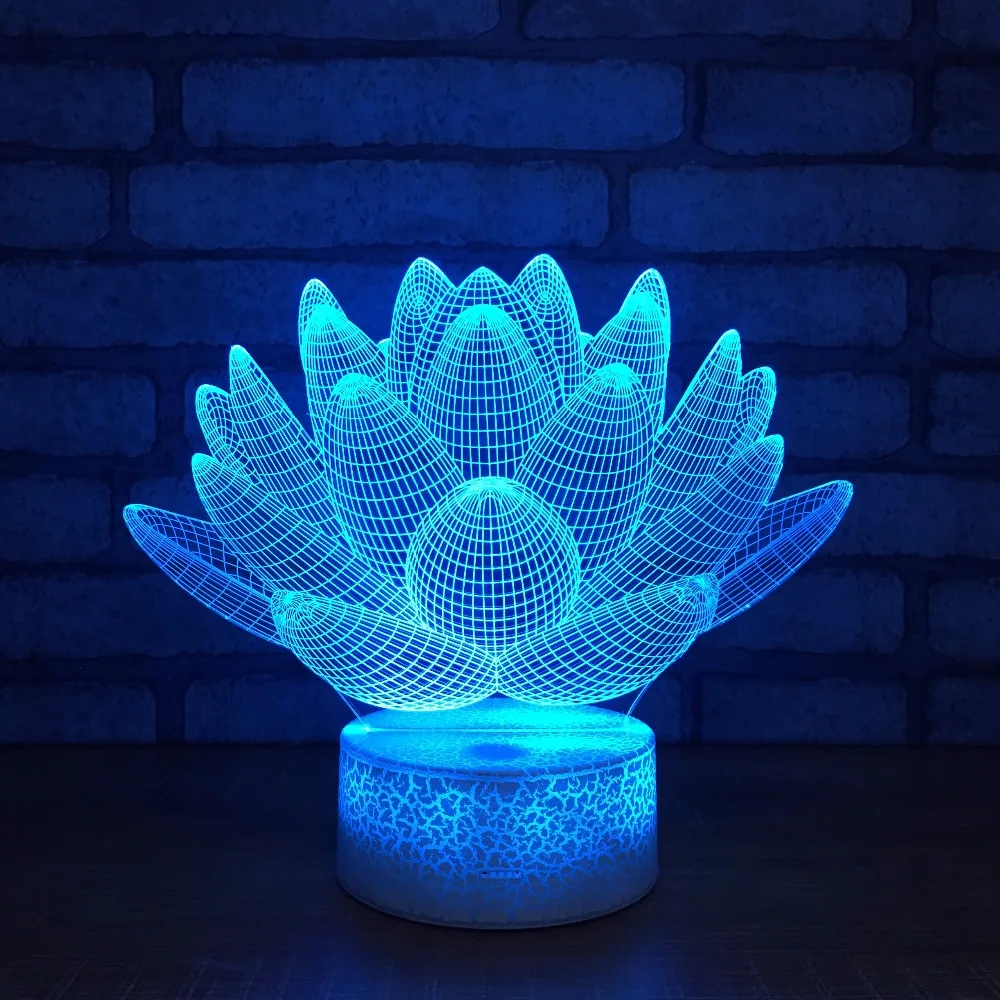 7 Color Changing Lotus 3D colorful Night Light Flowers Acylic LED 3d ...