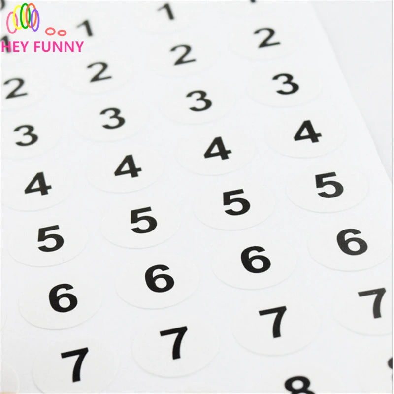 5sheets Numbered Sticker 0 9 Sequential White Small 1cm Round Circle ...