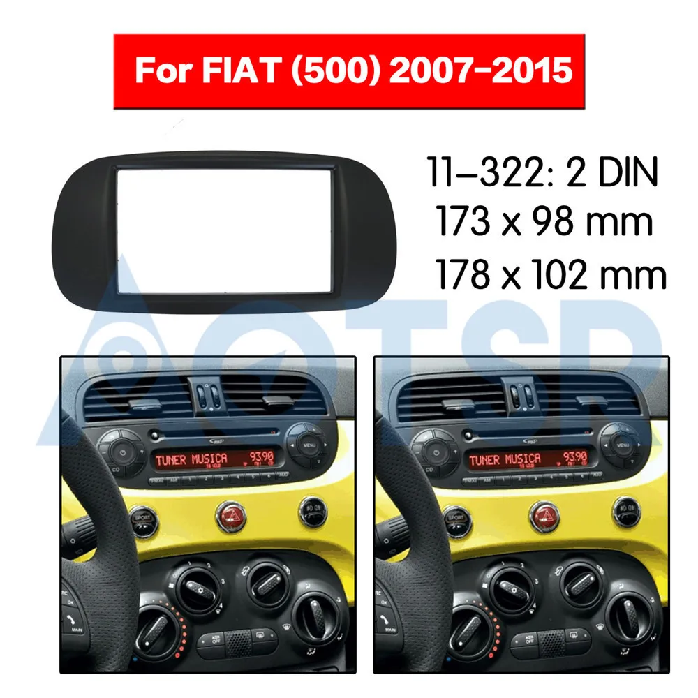 2 Din Radio Fascia For Fiat (500) 2007-2015 Stereo Audio Panel Mount ...