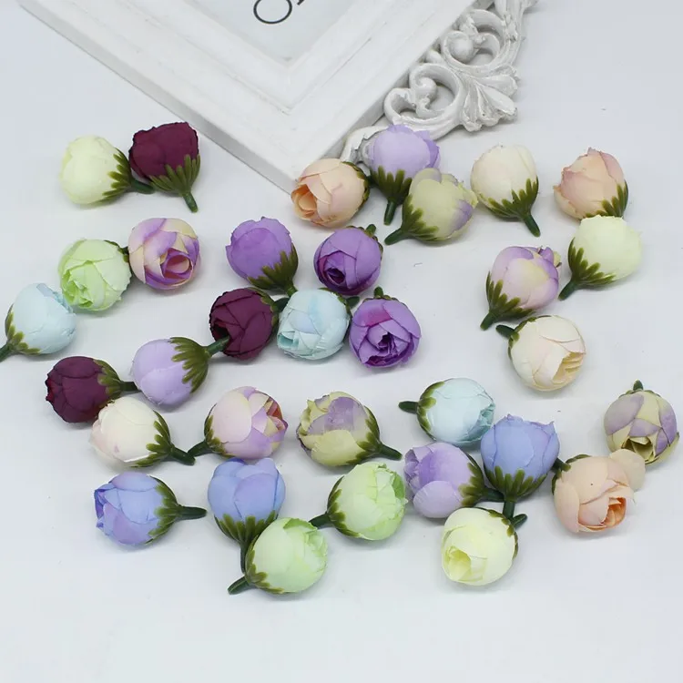5 Pcs Artificial Silk Rose Button Flower Plants For Diy Wedding Party ...