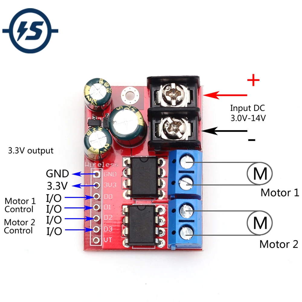H Bridge Remote Control 5a 3v-14v Dual Dc Motor Drive Module Voltage ...