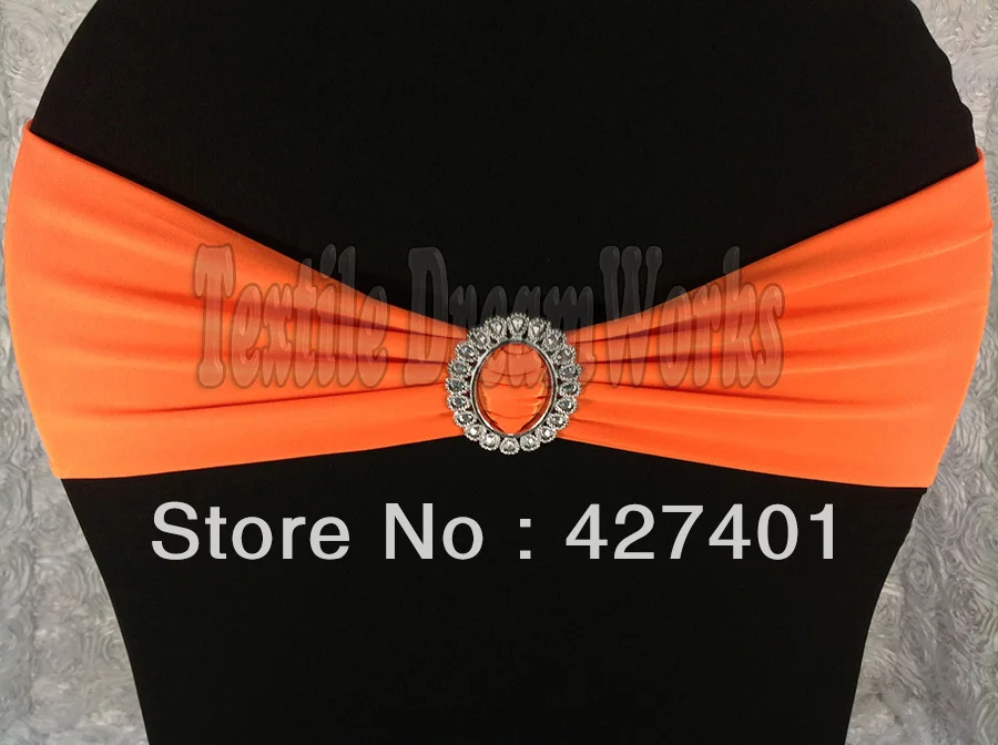 Orange Spandex Bands / Lycra Band With Oval Buck For Wedding & Banquet ...