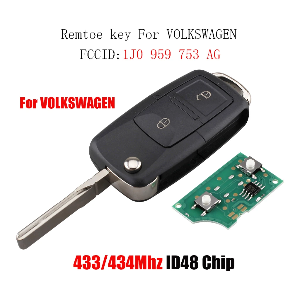 2Buttons Car Remote Key For Volkswagen Golf MK4 Polo Transporter T5 ...
