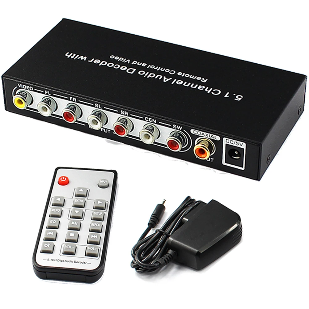 5.1 Channel Audio Decoder Optical SPDIF Toslink Coaxial To 5.1CH Analog ...