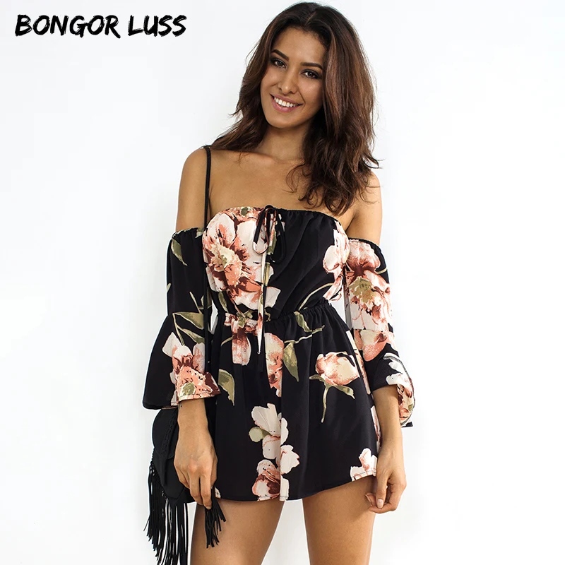 Bongor Luss Summer Women Bohemian Floral Print Beach Playsuit Sexy