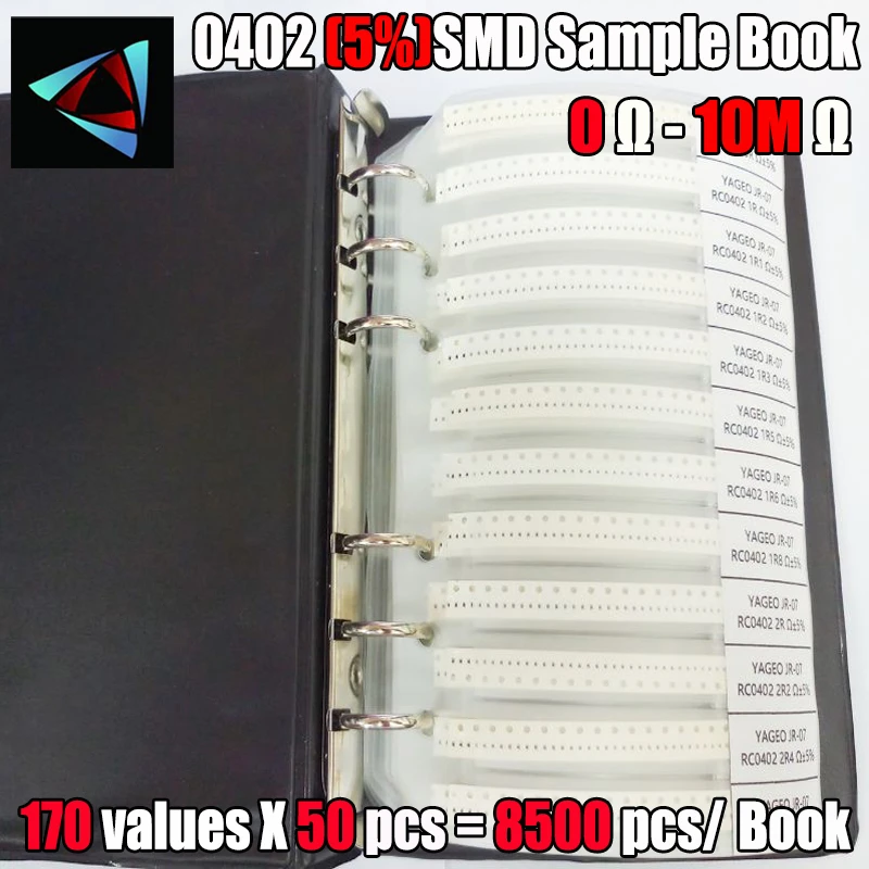 0402 5% 0R~10M YAGEO SMD Resistor Sample Book Tolerance 170Valuesx50Pcs ...