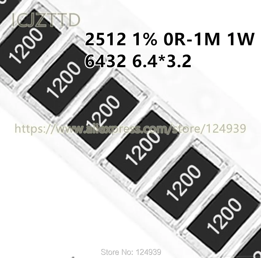 100 2512 1W F 1% 6432x6,4 7.5R 7R5 8.2R 8R2 9.1R 9R1 10R 11R 12R 13R ...