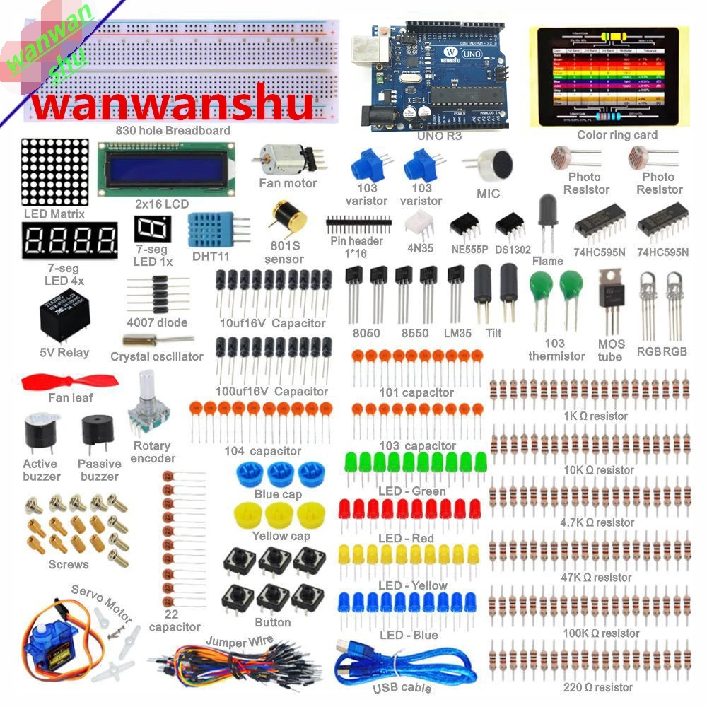 maker uno starter kit for 1602LCD servo LED motor relay encoder fan|kit ...