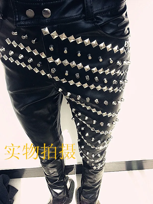 M 4XL! Men's stage dj ds costume slim fashion garmenatrivet slim lether ...