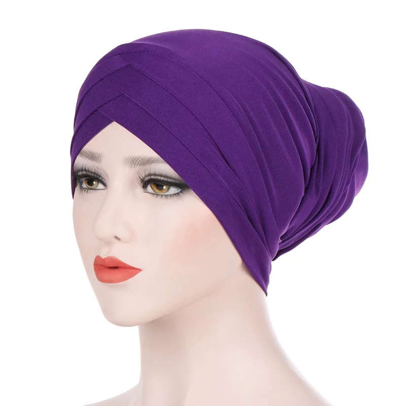 Muslim Long Tail Bandanas Africa Solid Color Plate Hair Band Turban ...