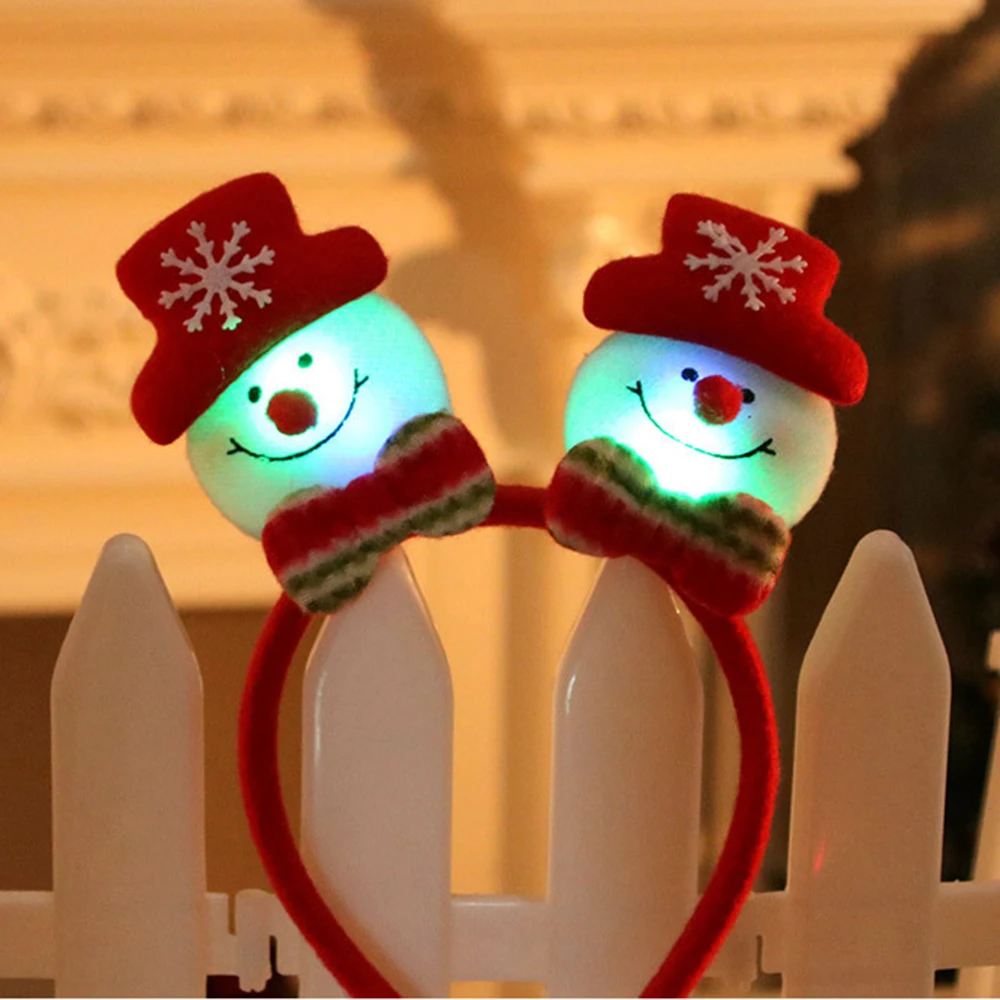 Christmas Kids LED Light Santa Snowman Hairband Headband Hat Xmas Party ...