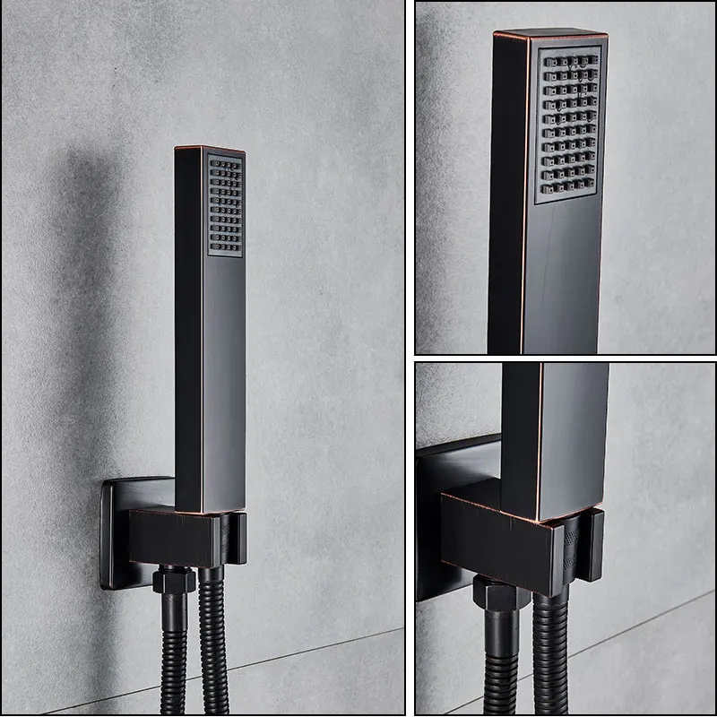LED ORB Blacked Concealed Shower Set Hot Cold Mixer Shower Set Brass ...
