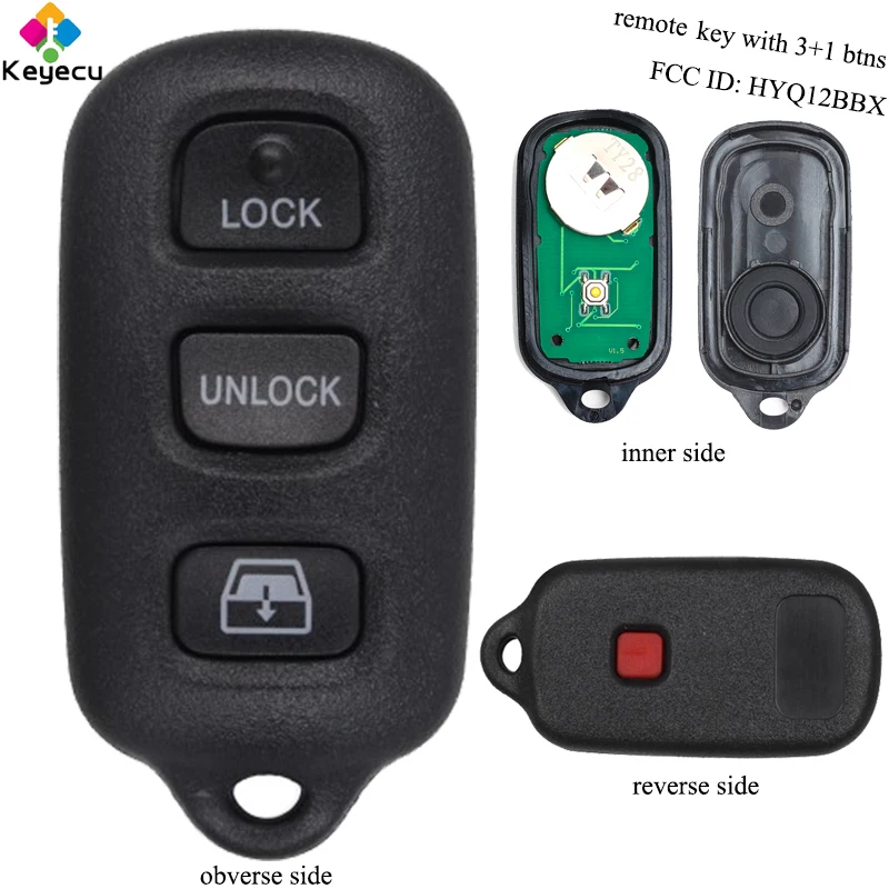KEYECU Replacement Remote Car Key 3+1 Buttons FOB for Toyota 4Runner ...
