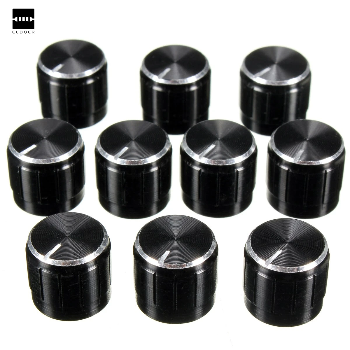 10Pcs Volume Control Rotary Knobs Black For 6mm Dia. Knurled Shaft ...
