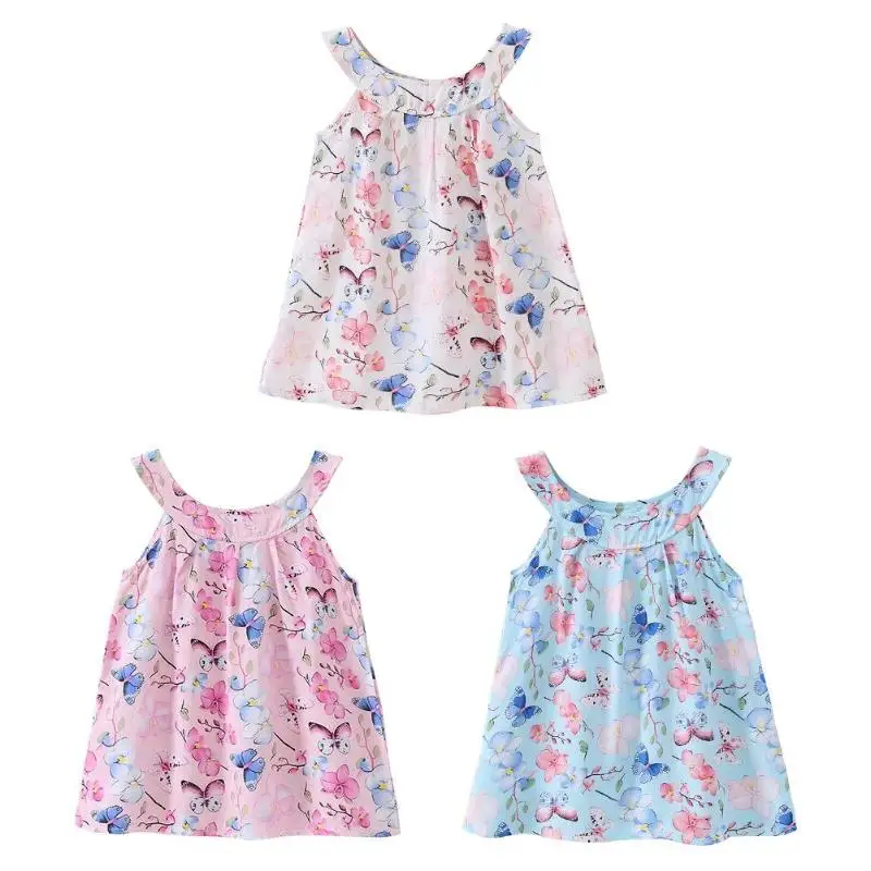 Summer Simple Girls Dresses SWeet Dress Kids Girls Sleeveless Casual ...