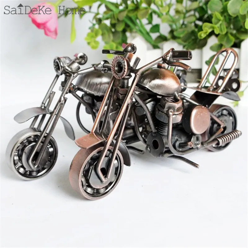 SaiDeKe 18cm Retro Motorcycle Model Metal Vintage Motor Figurine Iron ...