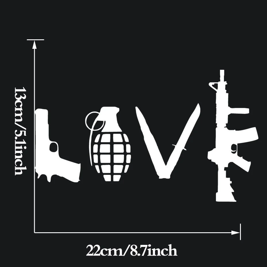 Love With Guns Car Decal Sticker Hand Gun Window Vinyl Sticker Truck 13x22cm|love car sticker ...