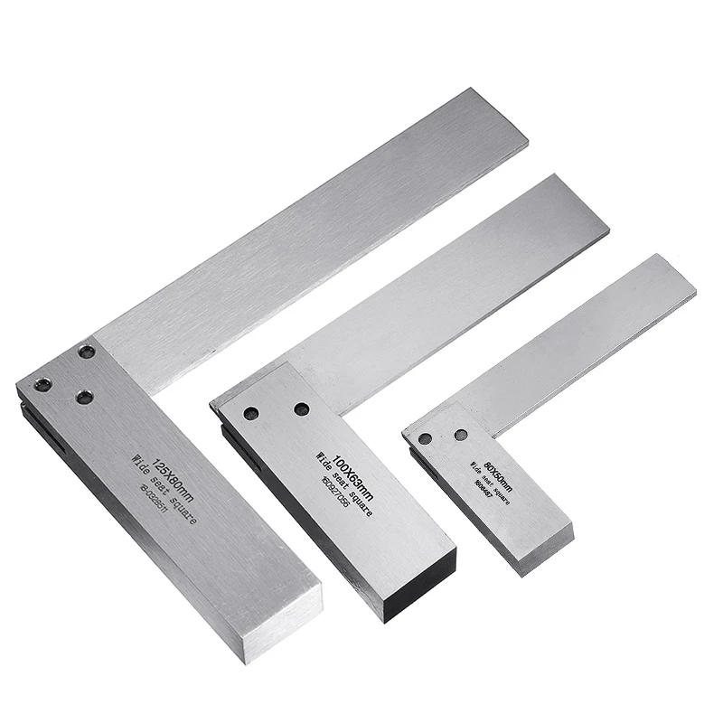 3 Sizes Hardened Steel 90 Degree Angle Ruler Wide Base 90 Degree Square ...