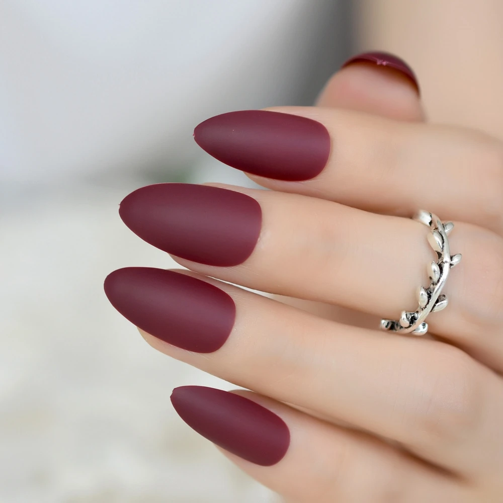 Maroon Matte Nails