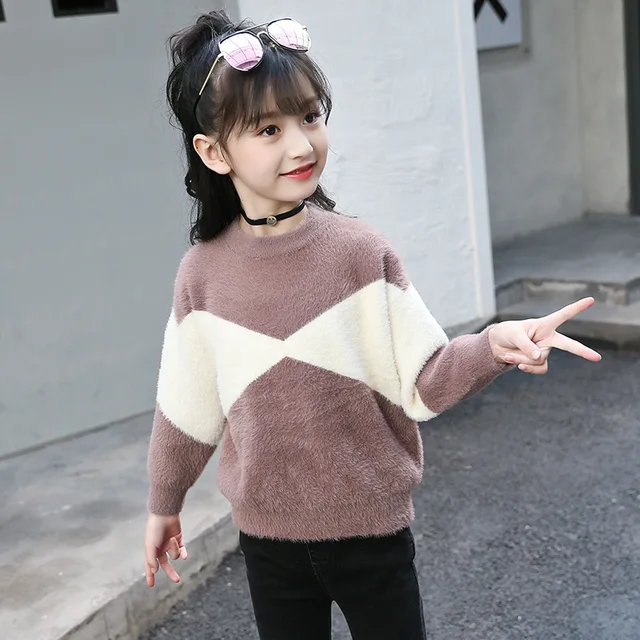Children Sweaters Spring Autumn Girls Long Sleeve Knitted Sweater Warm ...