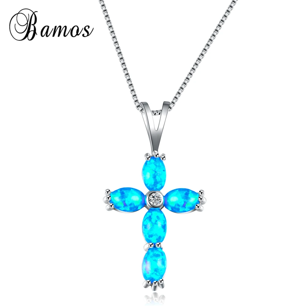 Bamos collares con colgante de Cruz para mujer, Color plata, Océano ...