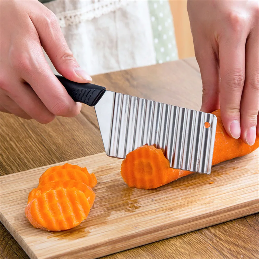 Multifunctional Stainless Steel Potato Wavy Edged Knife Handle Kitchen ...