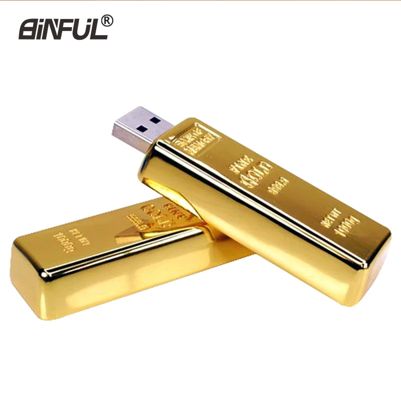 golden usb flash drive Metal pen drive 4GB 8GB 16GB 32GB 64GB Gold Bar ...