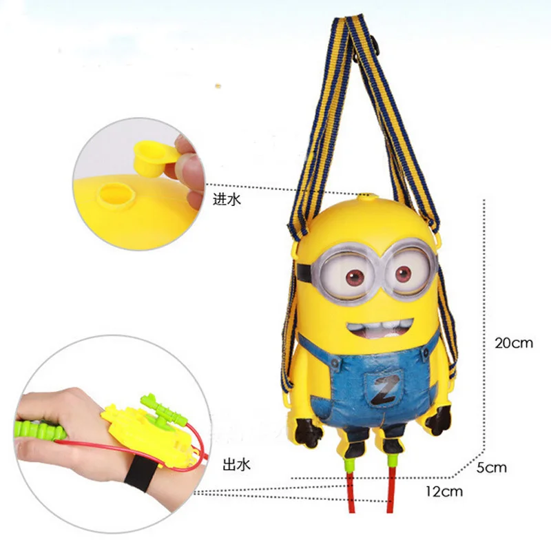 kids toy Yellow doll Handheld water gun anime action figure Backpack ...