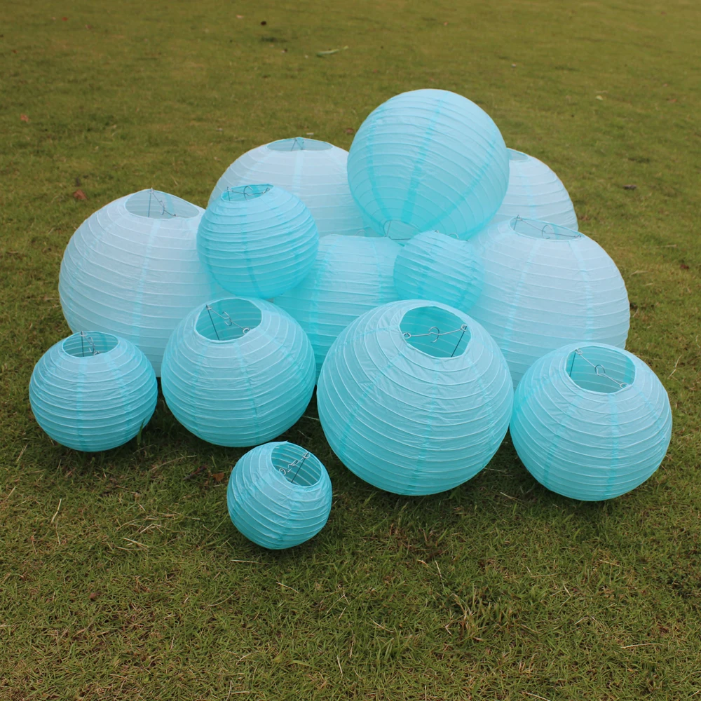 10pc 6 8 10 12 14 16 Inch 15 40cm Blue Paper Lantern For Wedding ...