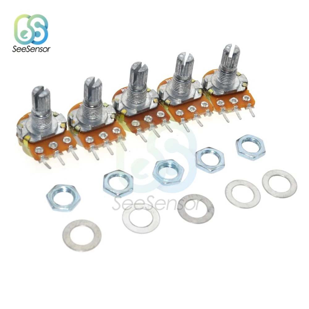 5Pcs Potentiometer Resistor 1K 5K 10K 20K 50K 100K 500K Ohm 3 Pin ...