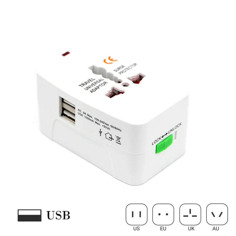 Universal Travel Adapter Charger 240V to 110V Voltage Converter with 2 ...