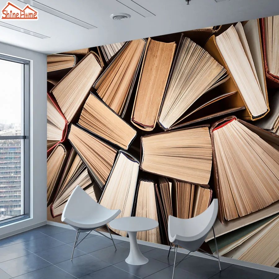 Shinehome-modern Large Abstract Books Wallpaper 3d For Walls Wallpapers ...