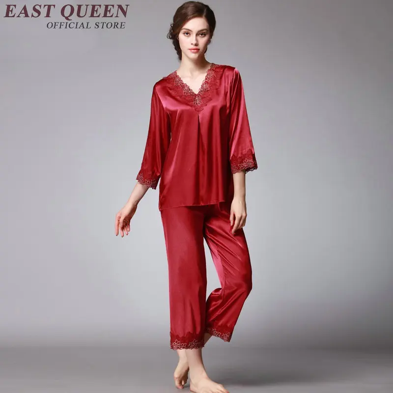 Pajamas For Women Homewear Female Robe Set Silk Satin Women Homewear ...