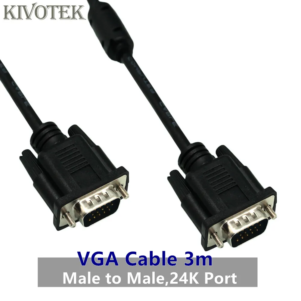 Hot 1080p VGA Cable 3m,D SUB HDB 15PIN VGA Male to Male Connector 24K ...