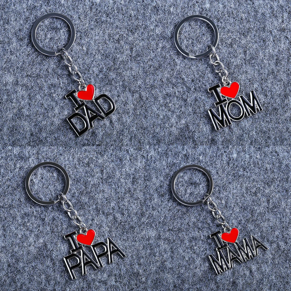 Letter I LOVE MAMA PAPA DAD MOM Keychain Mother Fathers' Day Jewelry ...