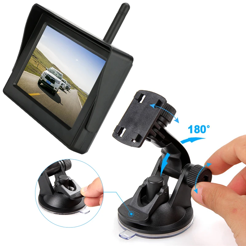 Jansite 4.3" Wireless Car Monitors with Backup camera Reverse Parking ...