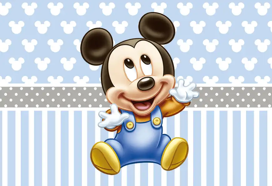 7X5FT Light Blue Twins Baby Mickey Mouse Minnie Footprints Custom Photo ...