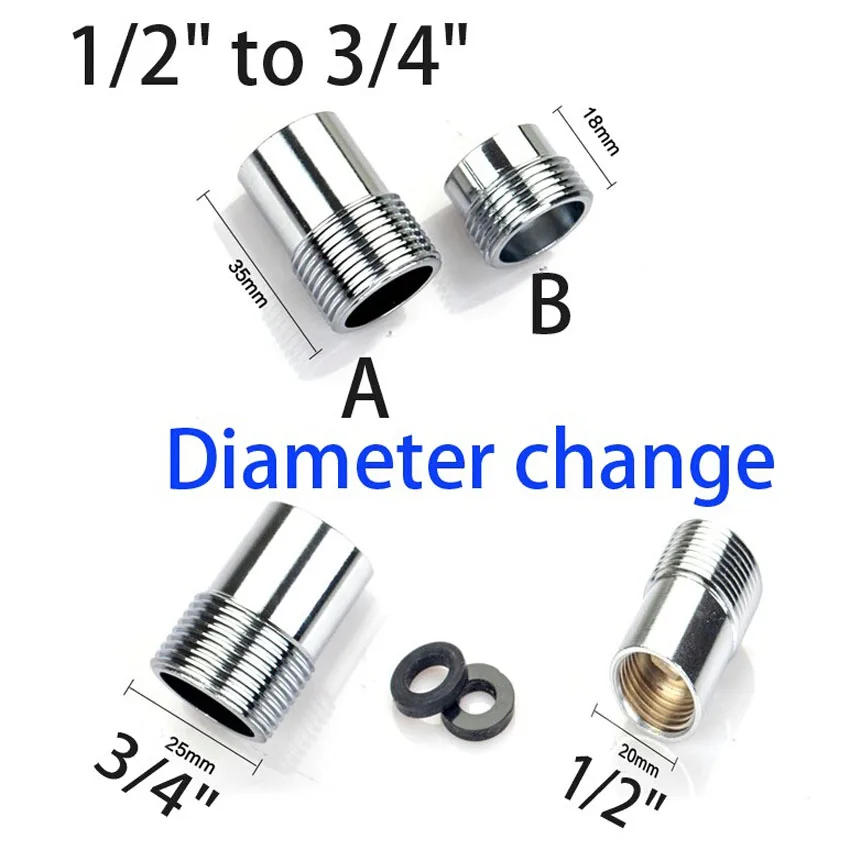 Length 35mm 2 units 1/2 "to 3/4" diameter change Water pipe connector ...
