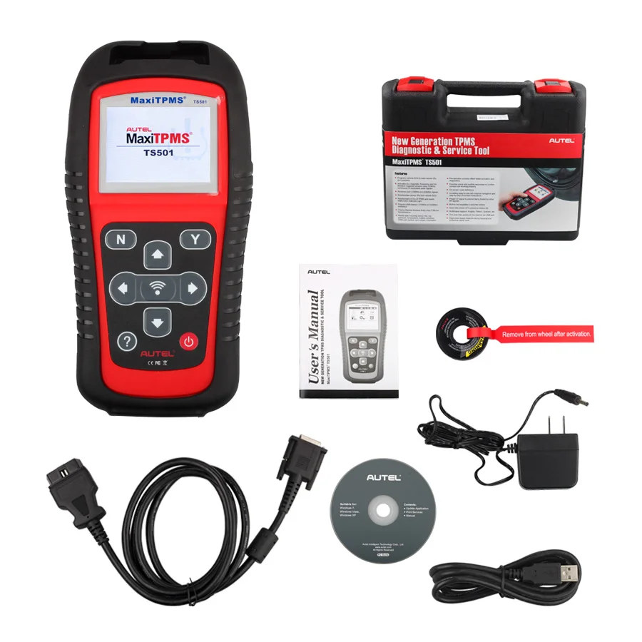 100% Original Autel MaxiTPMS TS501 TPMS Tool with OBDII Adapters Tyre ...
