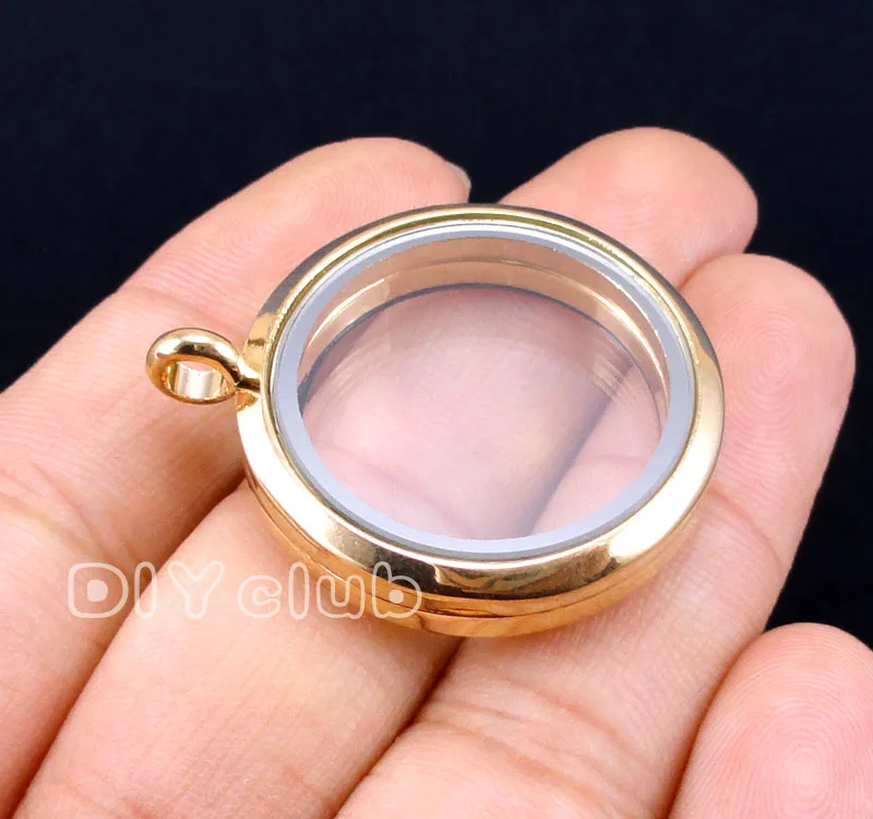 2pcs KC Gold Round Floating Locket, Glass Locket Pendant, Floating ...