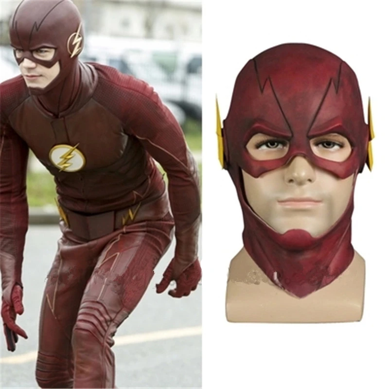 High Grade Latex Flash Headgear Mask Super Hero THE FLASH Movie Theme ...