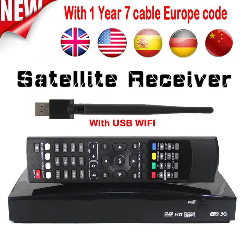 Original V8S Plus DVB S2 Digital Satellite TV Receiver DVB S2 2x USB ...