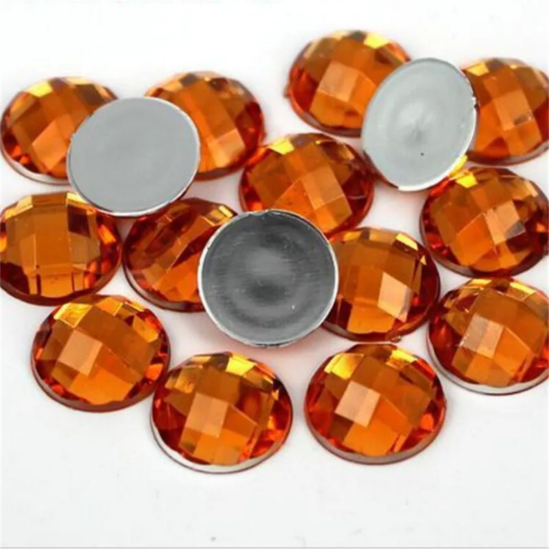 6 30MM DIY Bling Deep Orange Round Lattice Faceted Acrylic Rhinestones ...