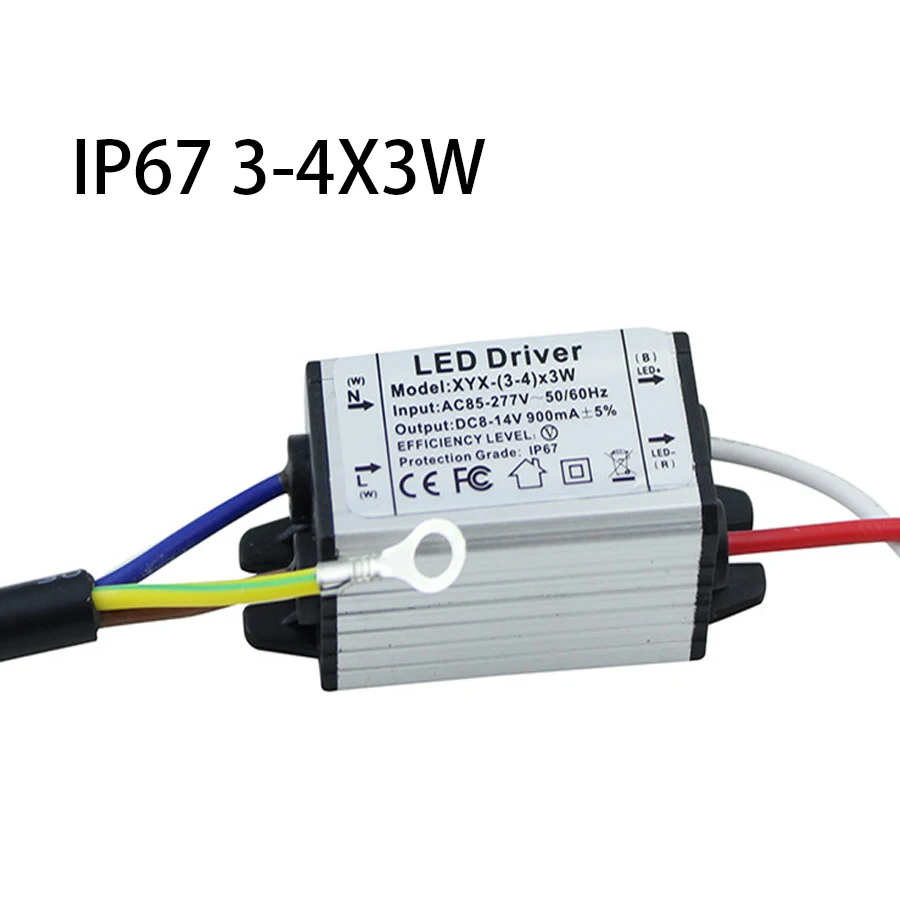 2pcs/Lot Waterproof LED Driver 12V 12W 900mA 3 4x3W LED Power Supply ...