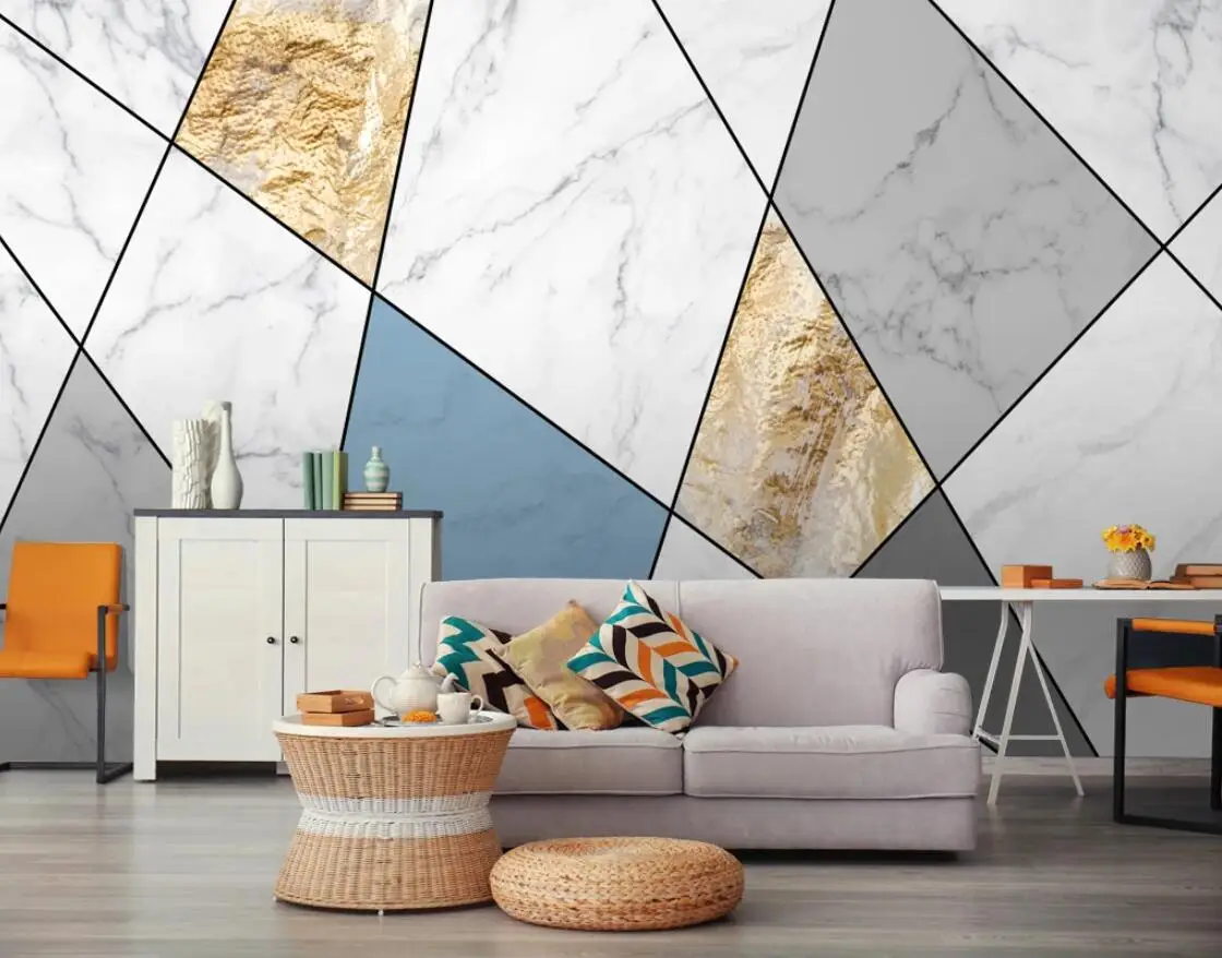Abstract Geometric Line Wallpaper 3D Mural for Living Room Bedroom Home ...