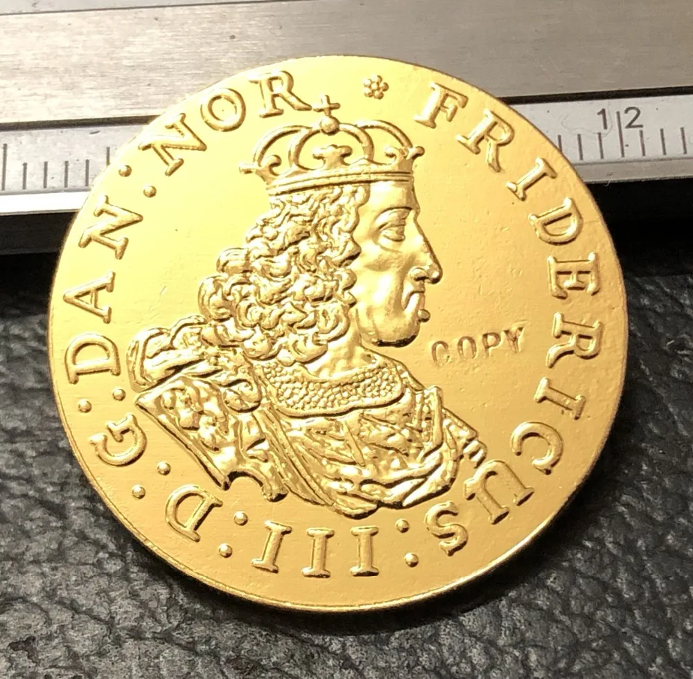 1661 Denmark 1 Dukat Frederik III Gold Copy Coin|Non-currency Coins ...