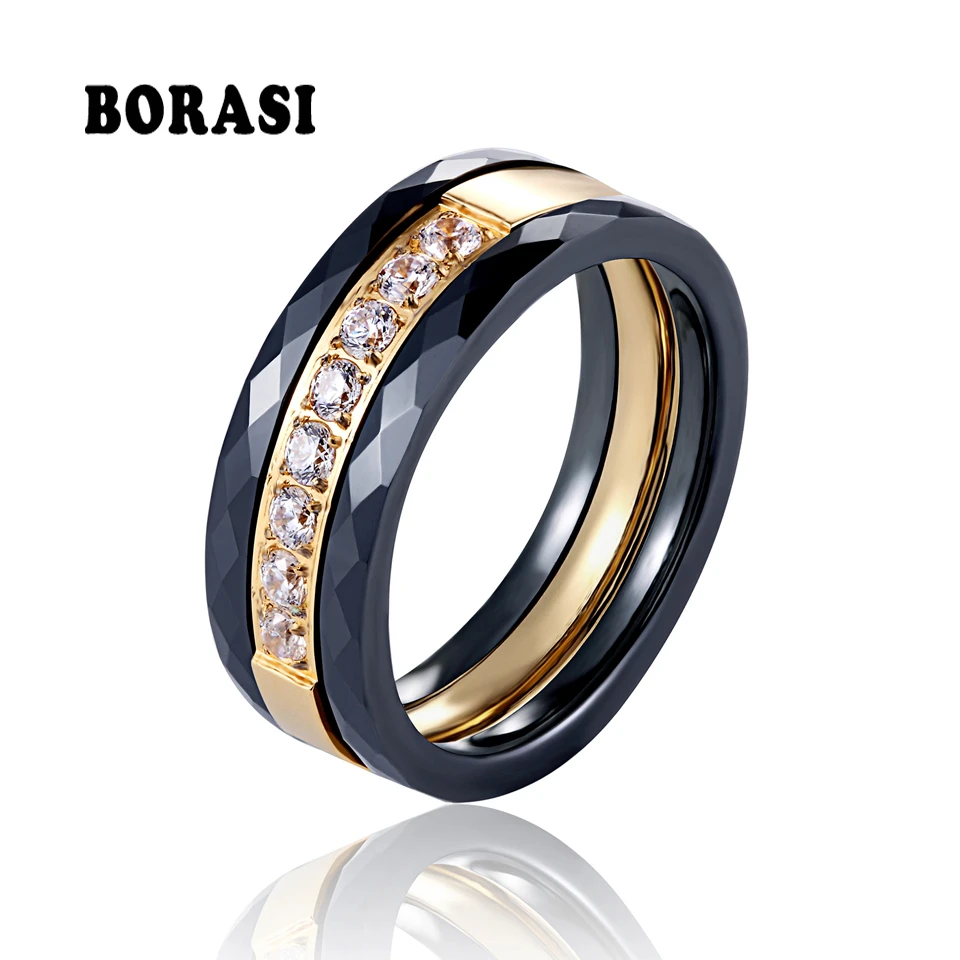 3pcs/set New Hot Black Pink White Ceramic Rings Stainless Steel Ceramic ...