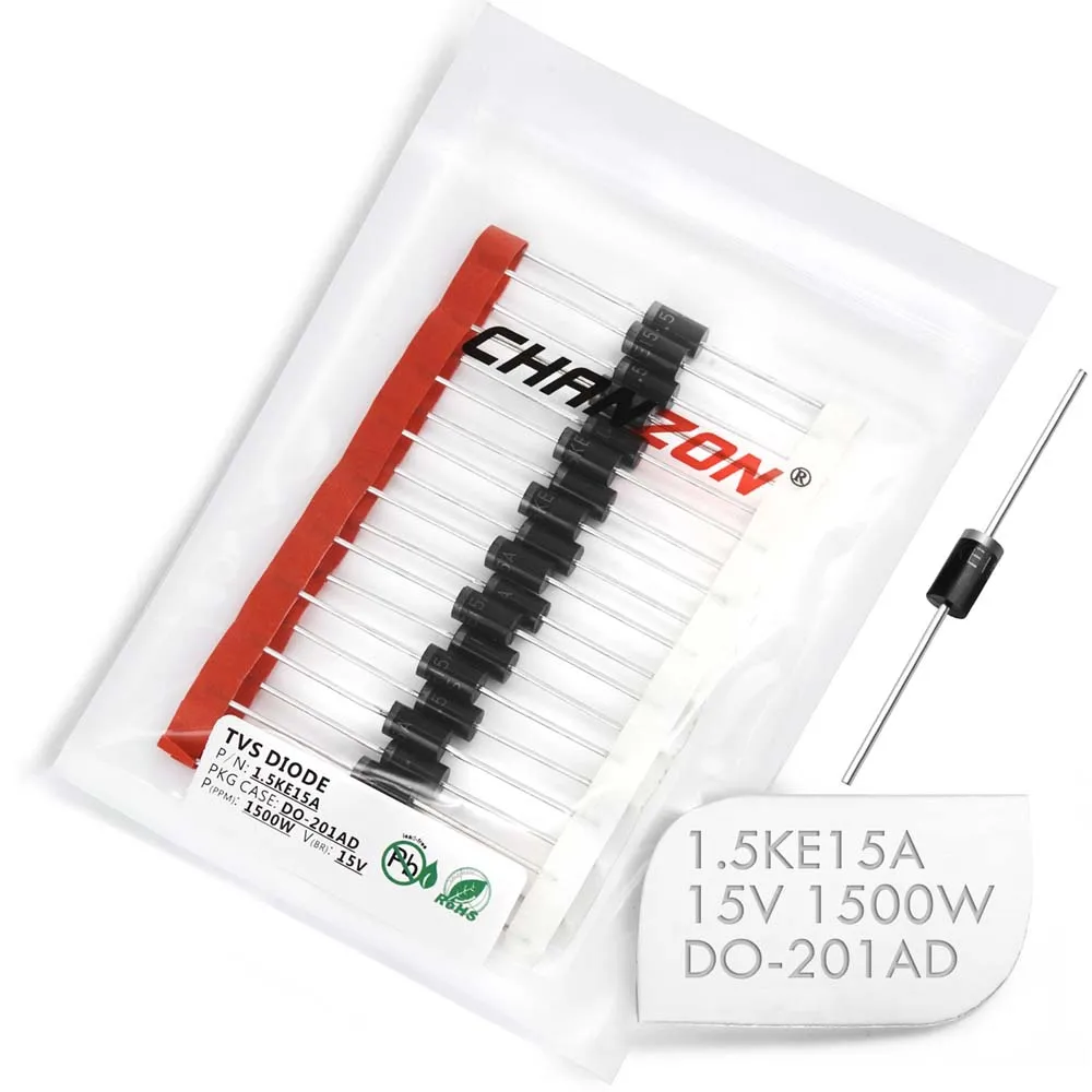 20 Pcs Tvs Diodes 1.5ke15a 1.5ke15 1500w 15v Do-201ad Do-27 ...