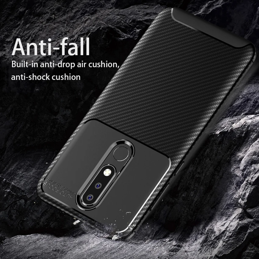 Axbety For Nokia X6 Case Luxury Slim Carbon Fiber Protection Soft Tpu