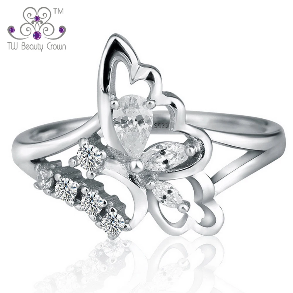 1 Pc High Quality 925 Sterling Silver White Cubic Zirconia Butterfly ...